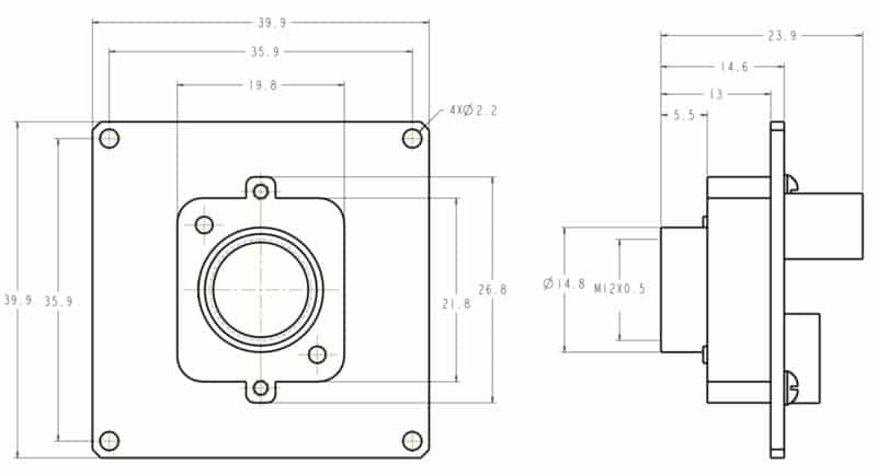 Camera Accessories: M12 Lens Mount for S-Series Cameras - Mightex : Mightex